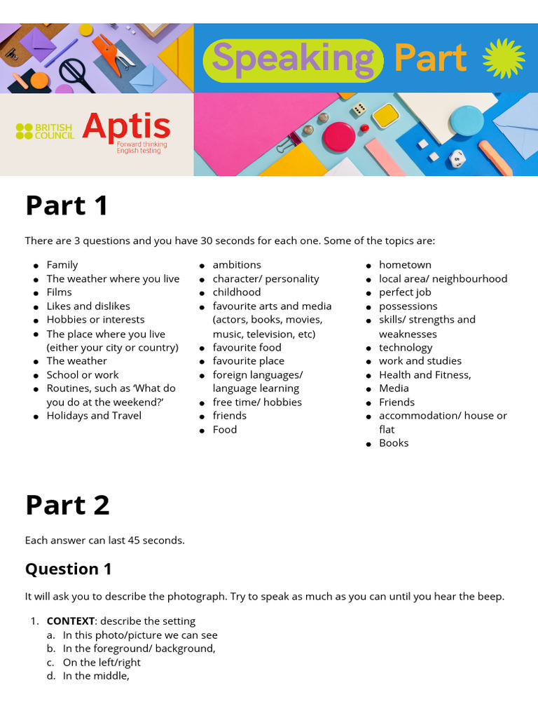 Aptis Speaking | PDF