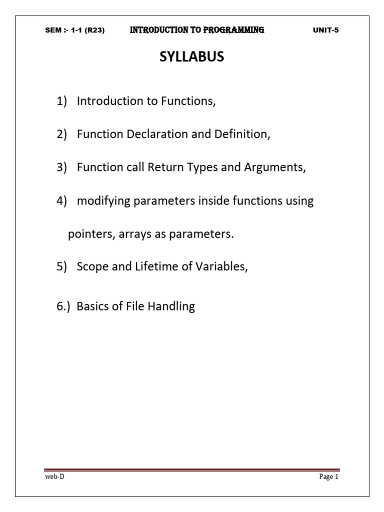 Itp Unit-5 | PDF | Parameter (Computer Programming) | Teaching Methods & Materials