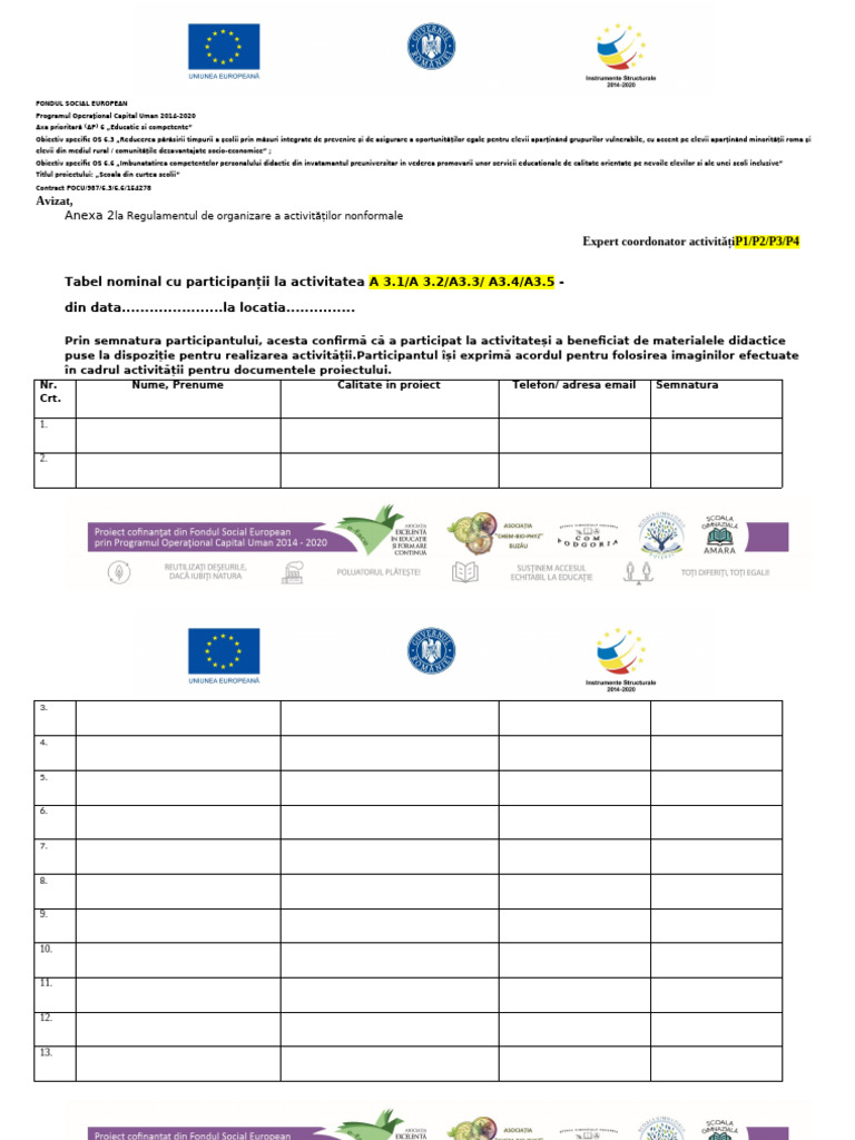 154278-Anexa 2 - TABEL Nominal Cu Participanții | PDF
