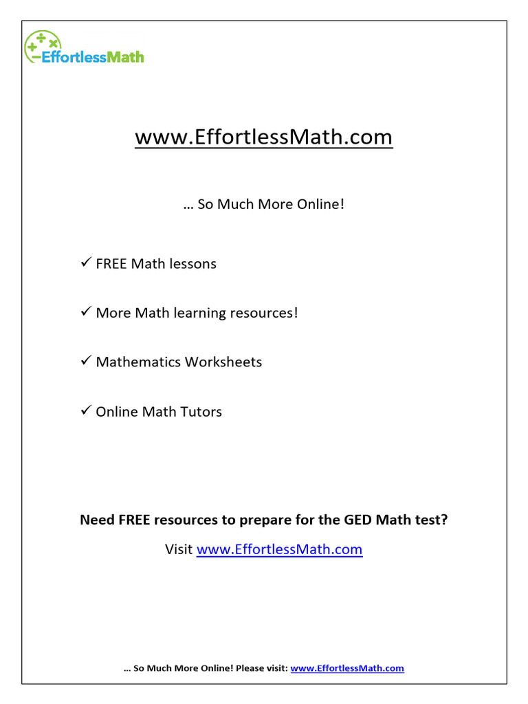 GED Mathematical Reasoning Practice Test 1 | PDF