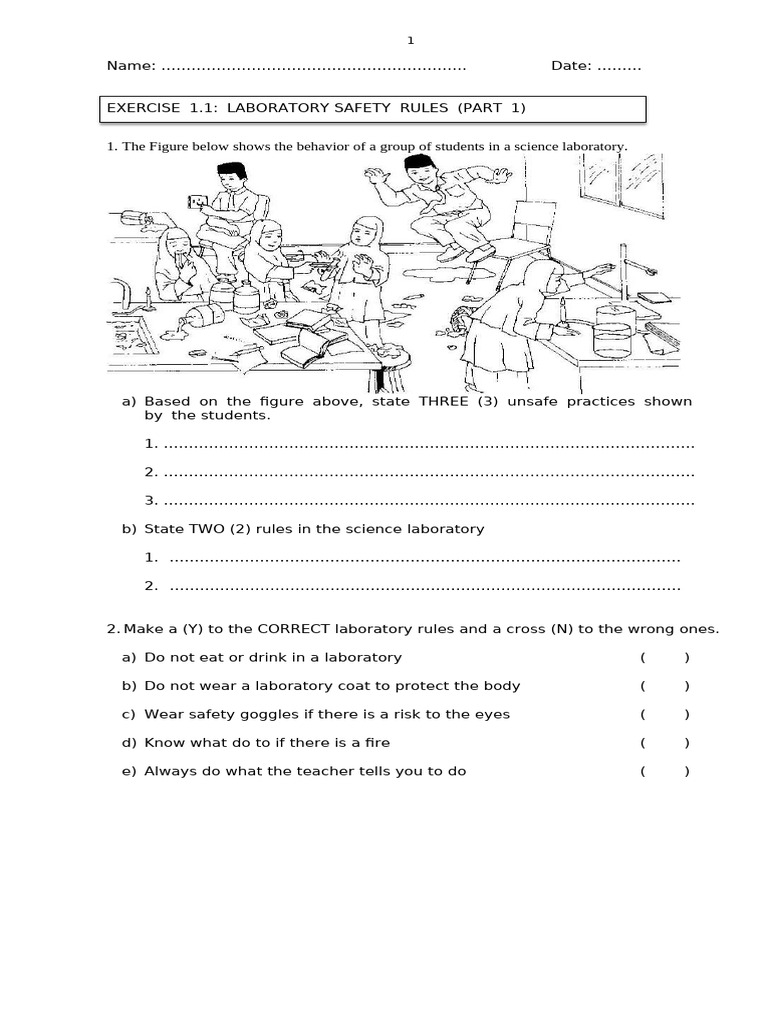 Lab Safety Rules Worksheet | PDF