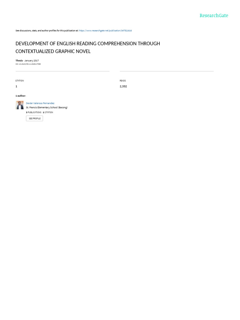 Development of English Reading Comprehension Through Contextualized ...