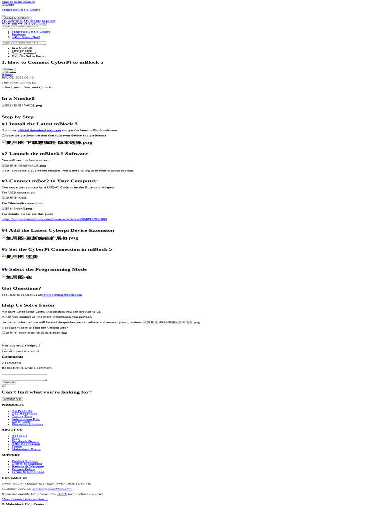 How To Connect Cyberpi To Mblock 5 Makeblock Help Center Pdf