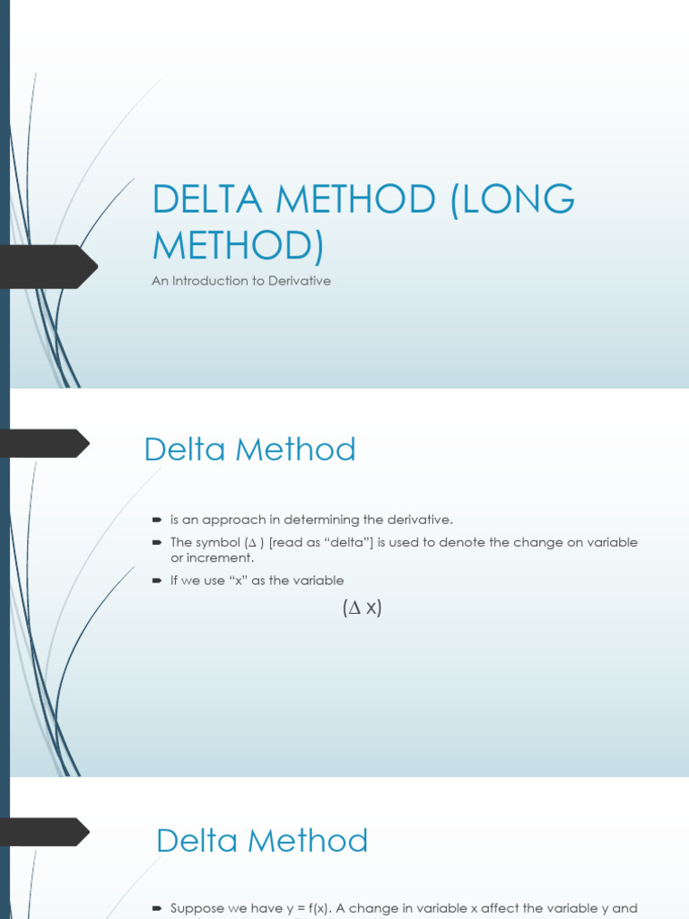 Delta Method (Long Method) : An Introduction To Derivative | PDF