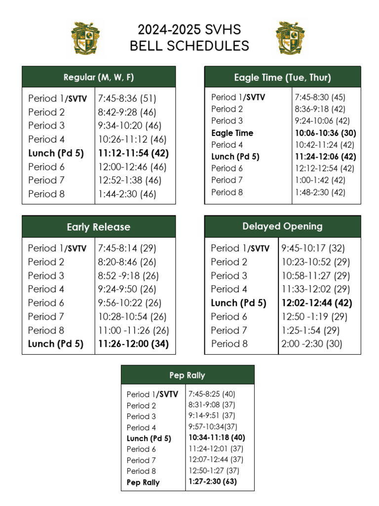 SY 24-25 Bell Schedules | PDF