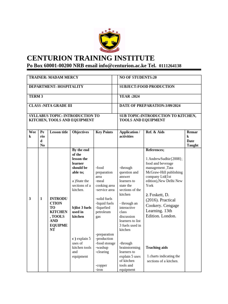 Food Production WK 3 Scheme | PDF