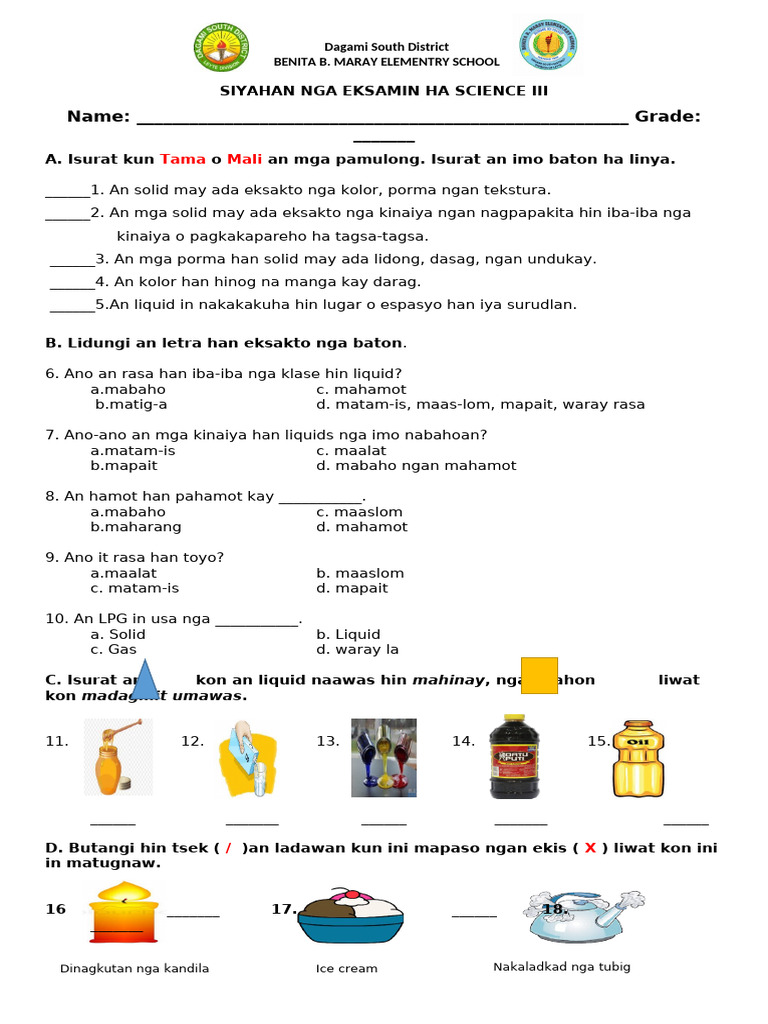 Q1_ SCIENCE EXAM | PDF