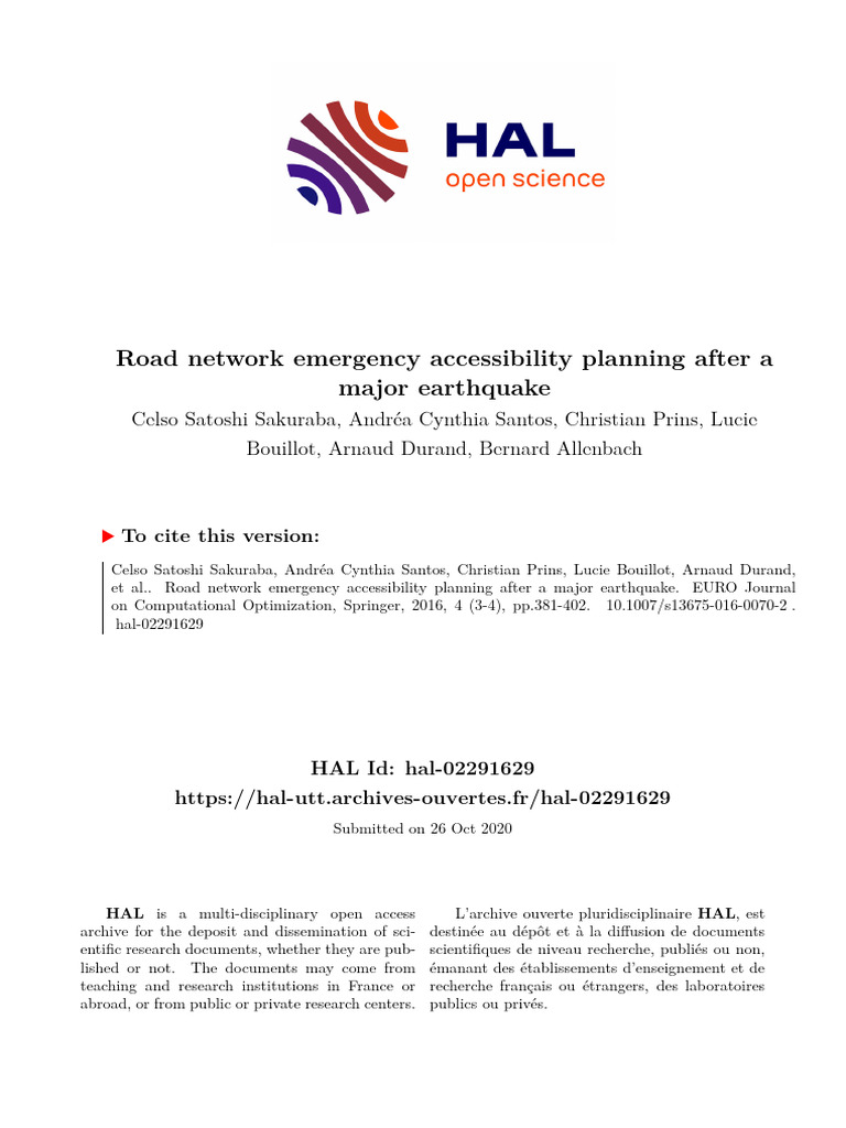Road Network Emergency Accessibility Pla | PDF