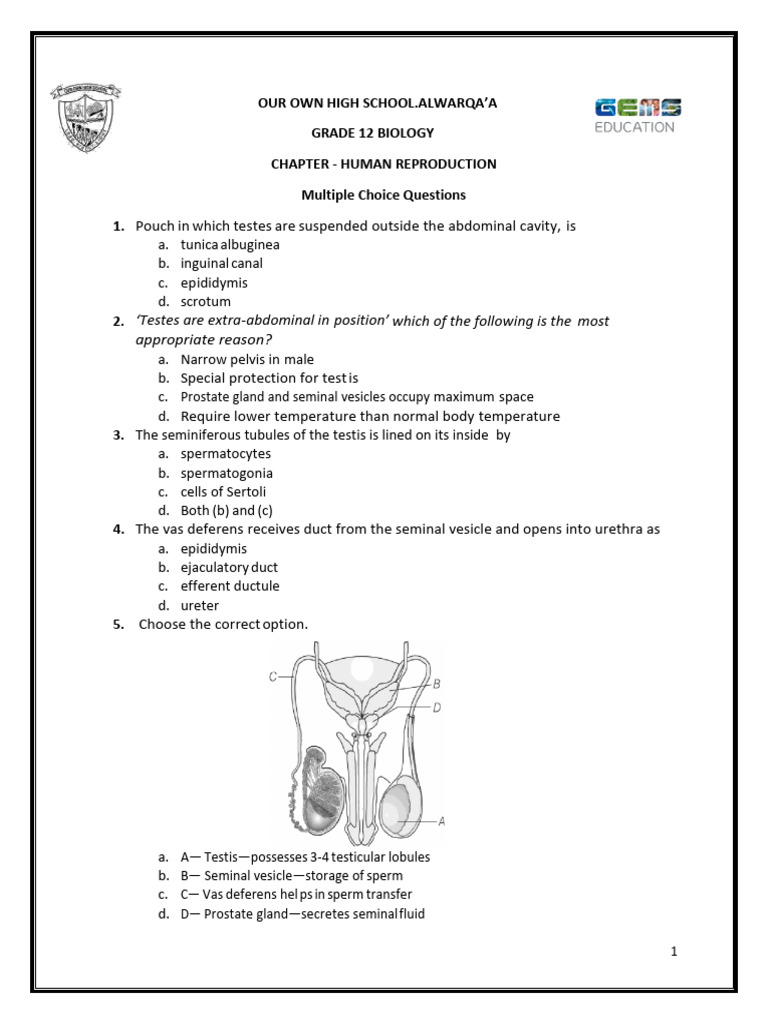 Question Bank - Human Reproduction | PDF