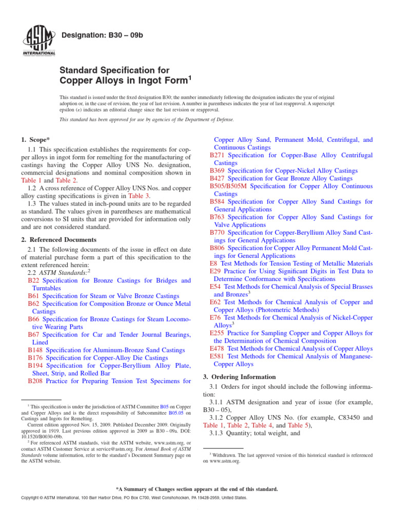 Astm B30 | PDF
