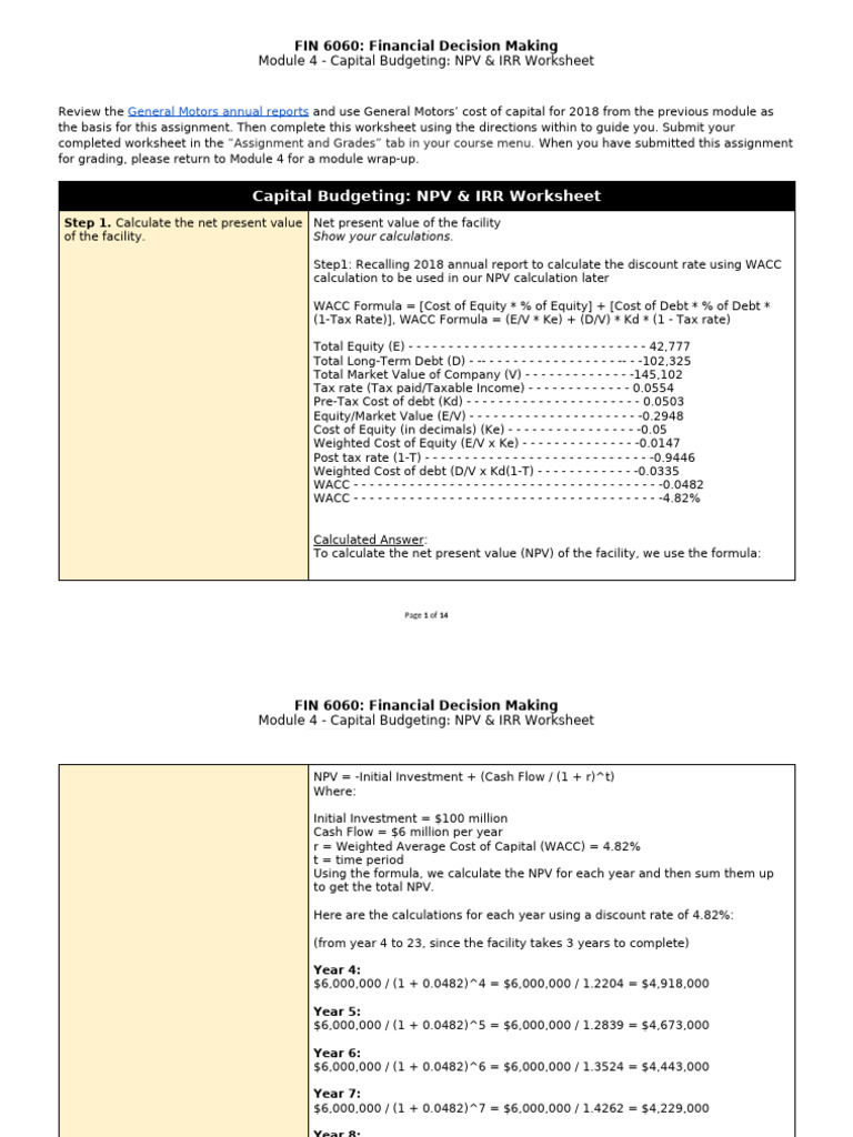 FIN 6060 Module 4 ASSIGNMENT | PDF