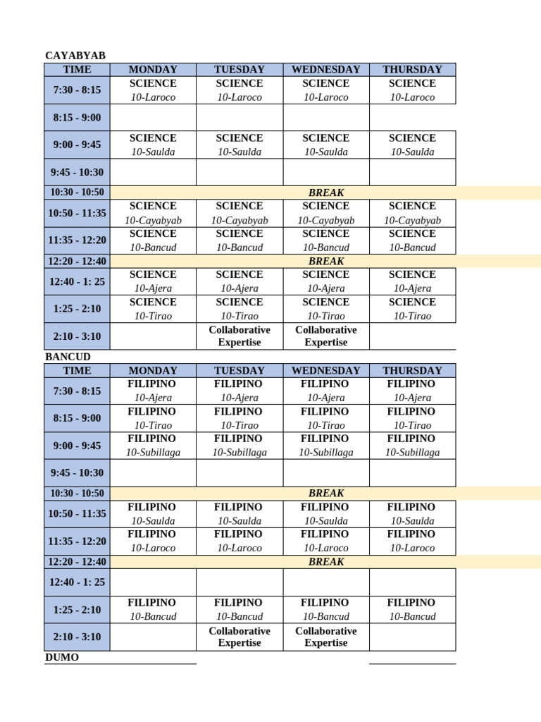 Class Program (Sy 2024-2025) | PDF
