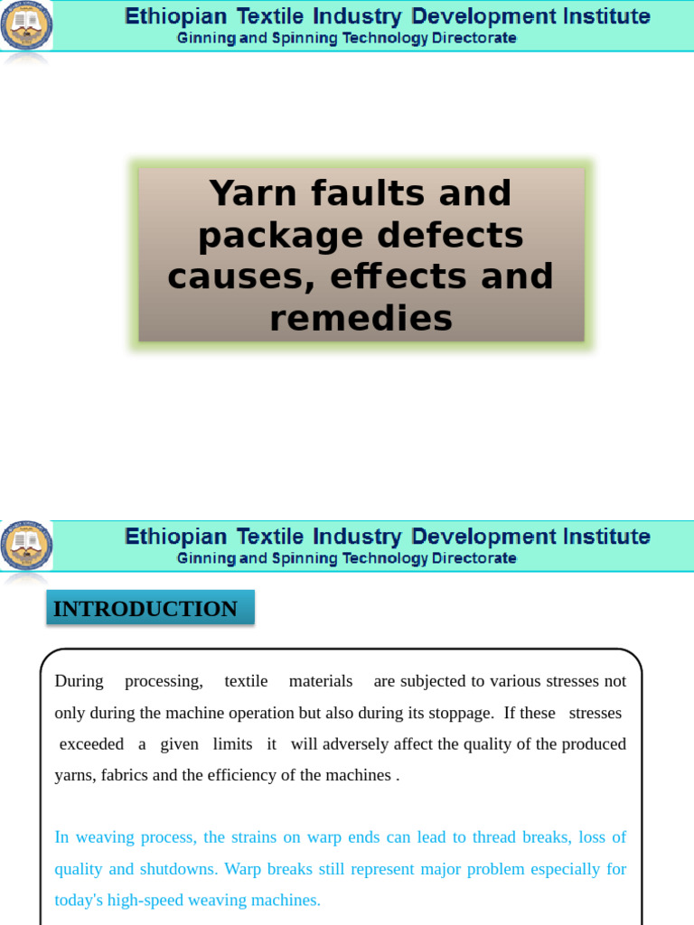 Yarn Faults and Package Defects Overview | PDF | Textiles | Yarn