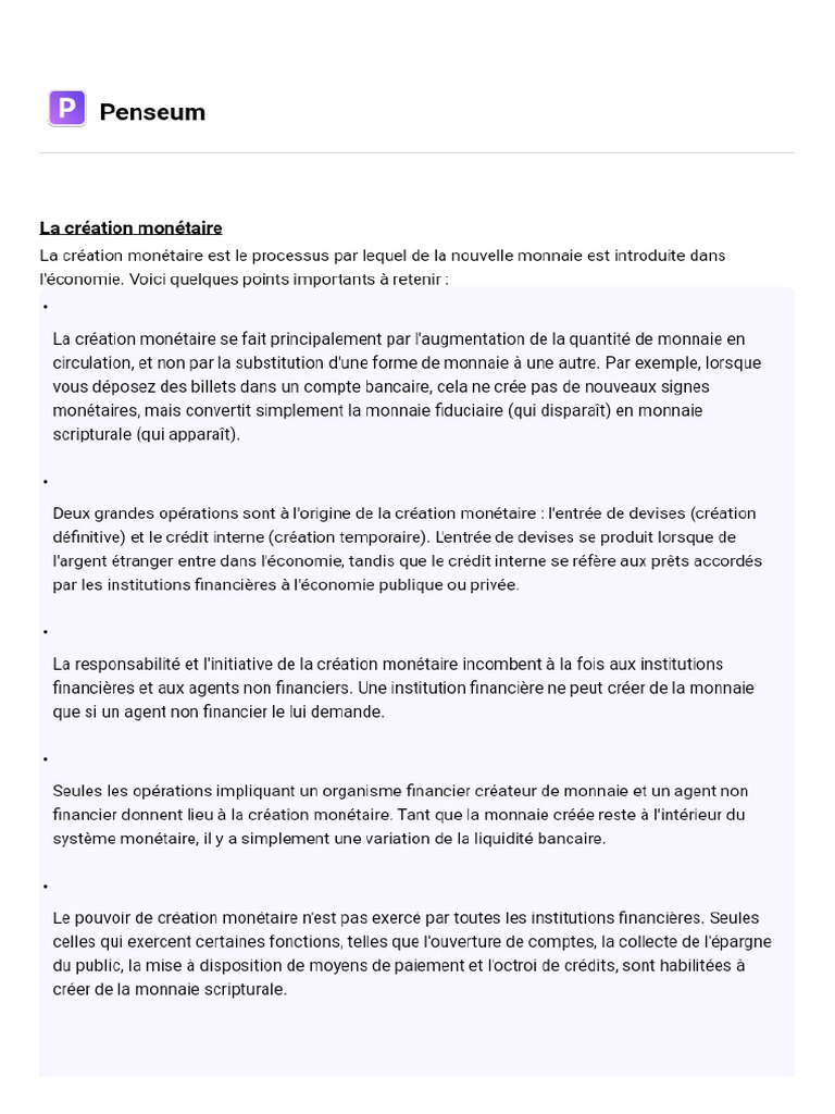 Création Monétaire & | PDF