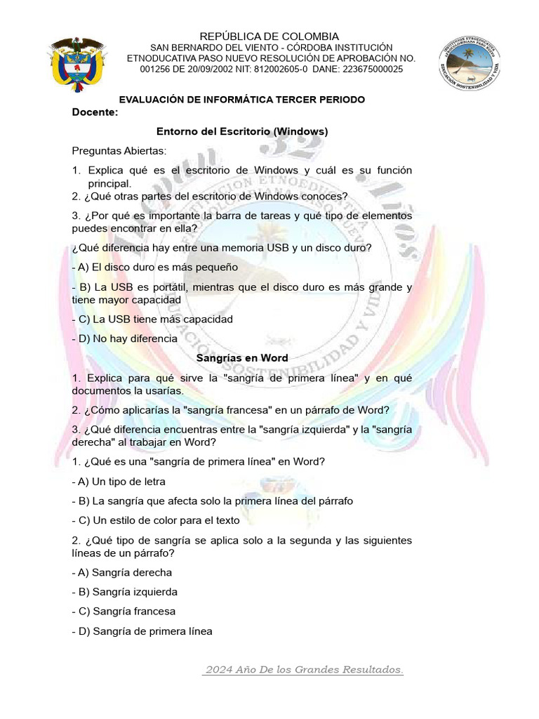 Evaluación de Informatica | PDF