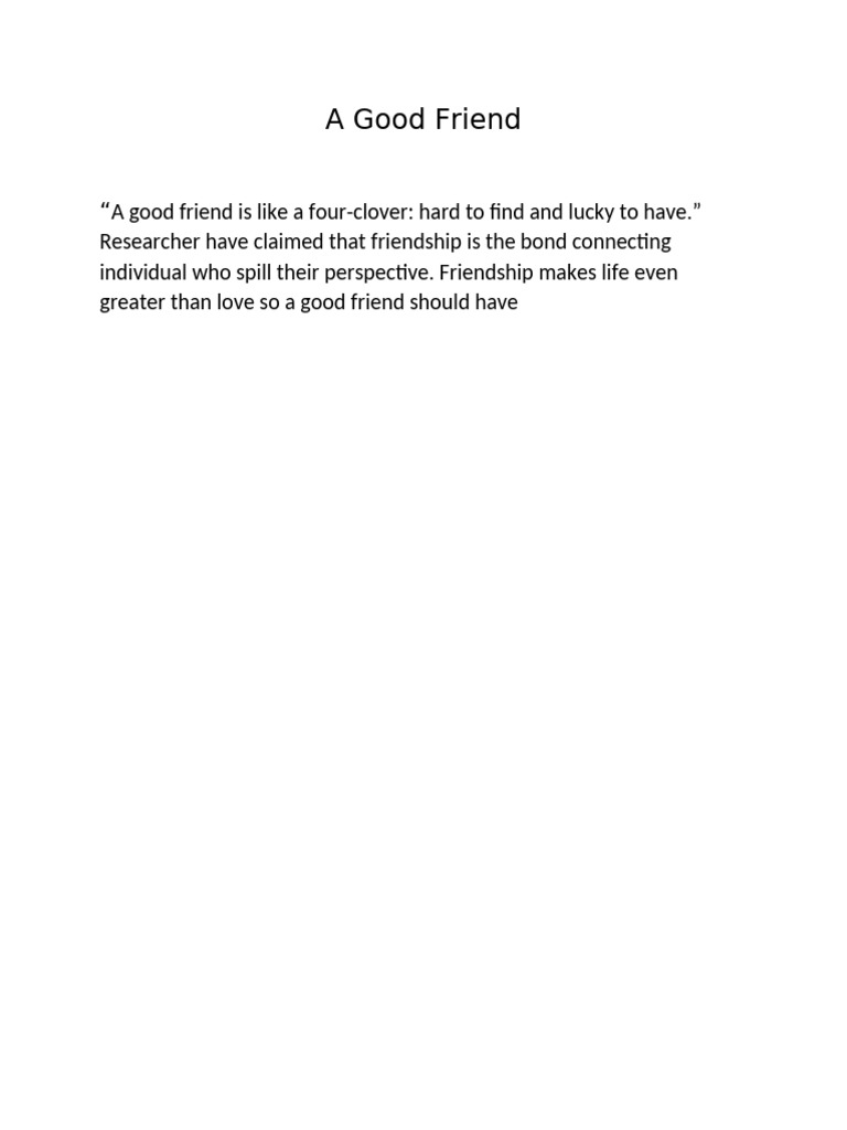 A Good Friend | PDF