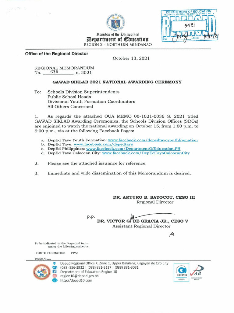 RM_598_Gawad Siklab 2021 National Awarding Ceremony | PDF RM_598_Gawad Siklab 2021 National Awarding Ceremony | PDF