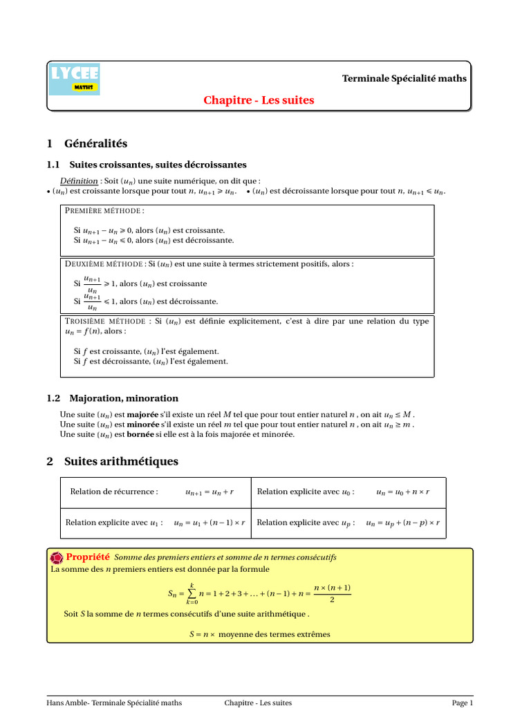 Types de suites et théorèmes associés | PDF | Séquence | Limite ...