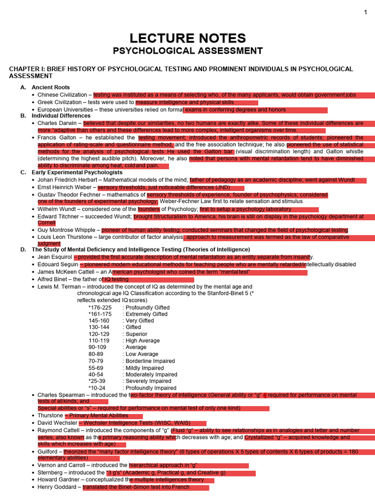 Psych Assessment Notes | PDF