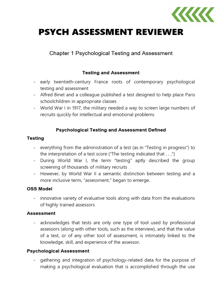 Psych Assessment Reviewer | PDF