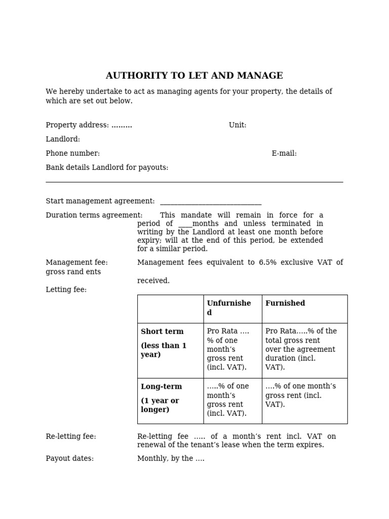 Sample Management and Letting Mandate | PDF