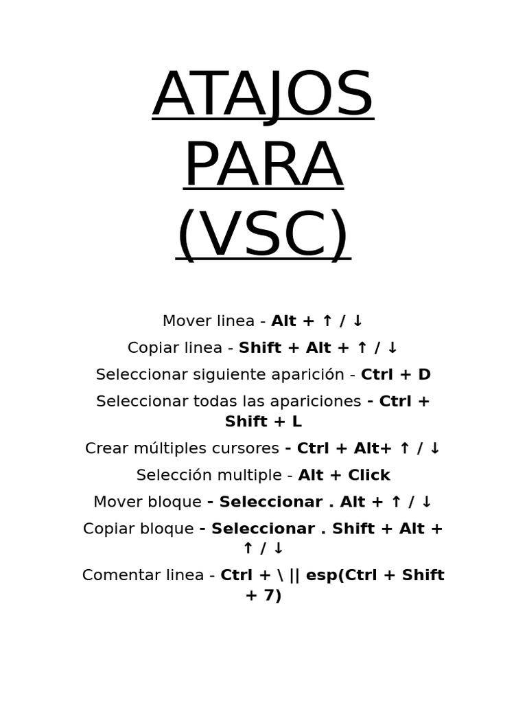 ATAJOS PARA VSC | PDF