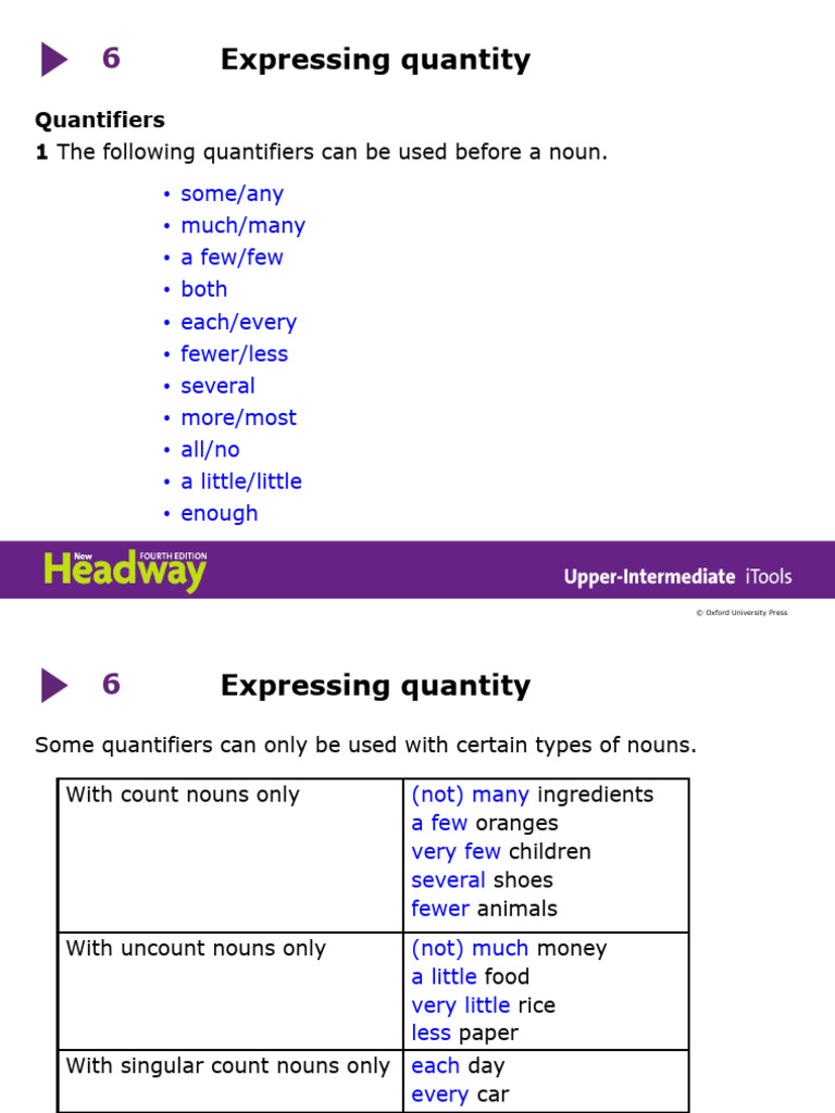 1 HDW UpperInt Grammar 6 Expressing Quantity Quantifiers | PDF 1 HDW UpperInt Grammar 6 Expressing Quantity Quantifiers | PDF