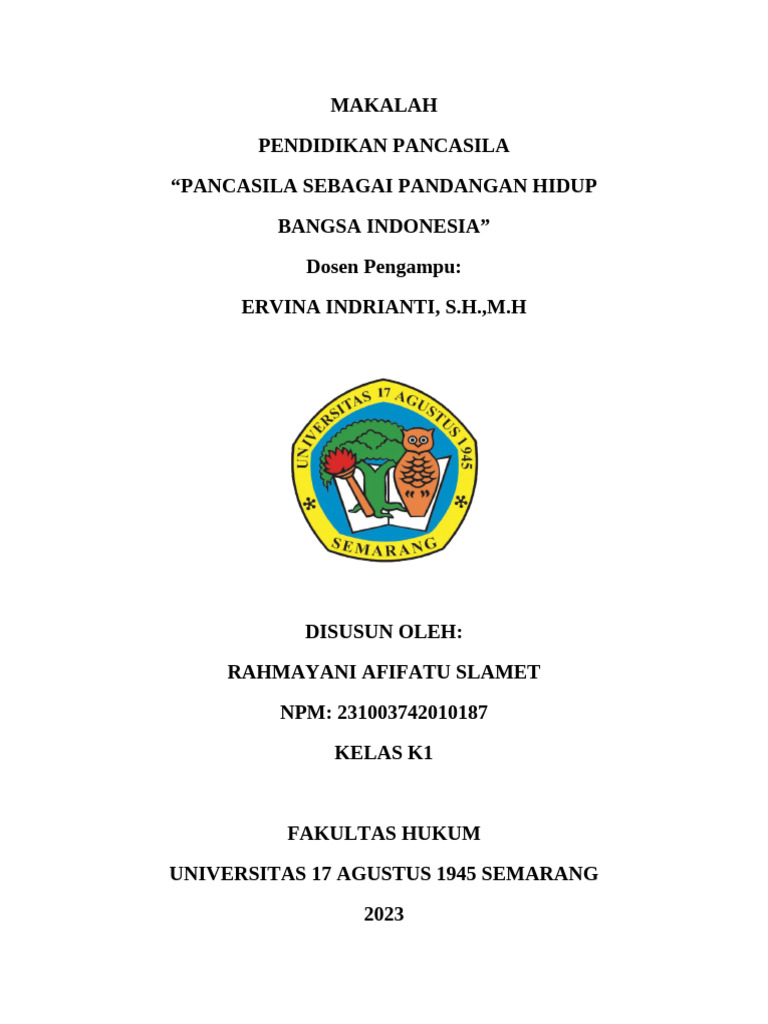Makalah Pendidikan Pancasila Rahma | PDF