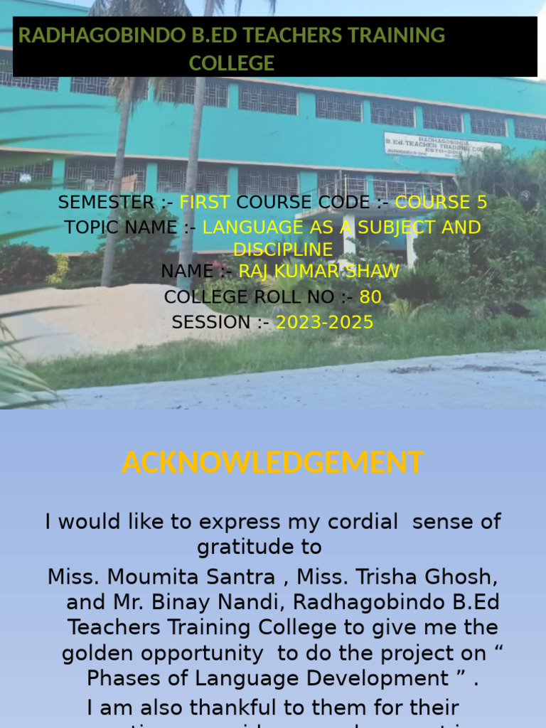 Radhagobindo B.ed Teachers Training College | PDF