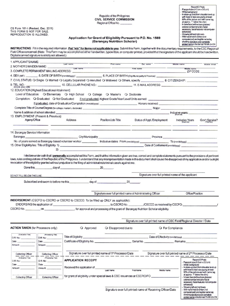 Civil Service Form 101 1 BNS | PDF