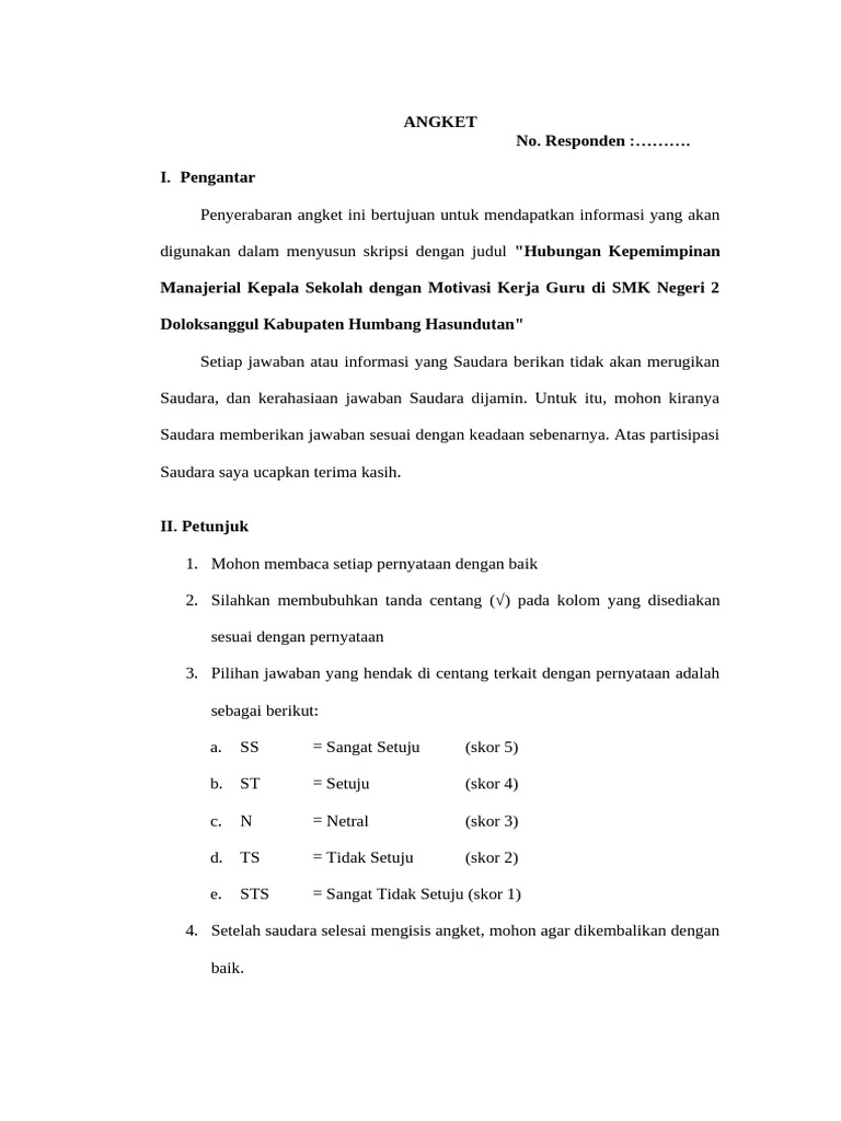 Angket Santa Uli Pakpahan | PDF