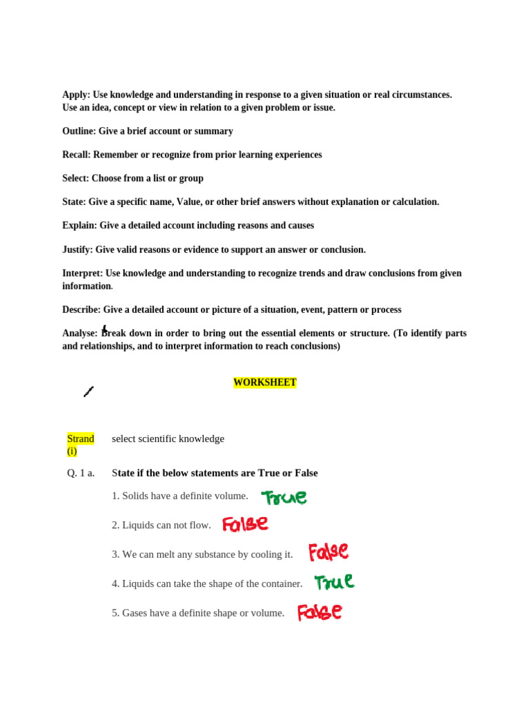 Chemistry - MYP 1 - Unit 2 - Practice Worksheet | PDF