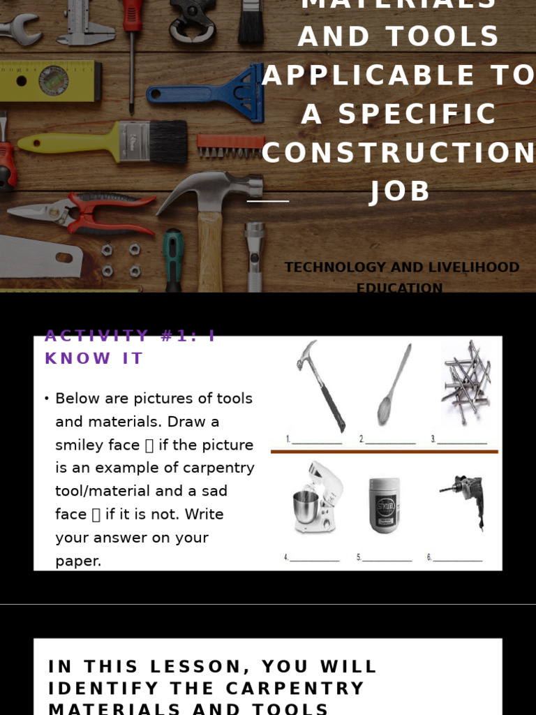 1 Identifying Materials and Tools Applicable To A Specific | PDF