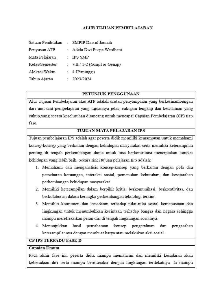 05 ATP IPS Fase D Kelas 7 | PDF