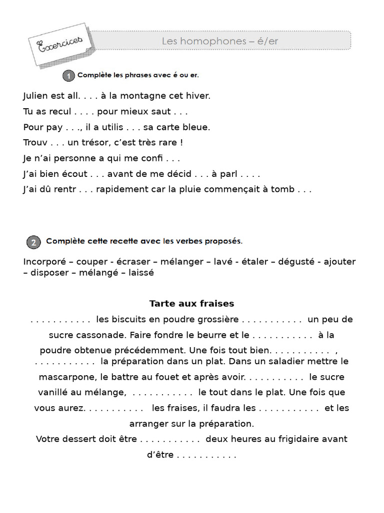 Homophones Er e | PDF