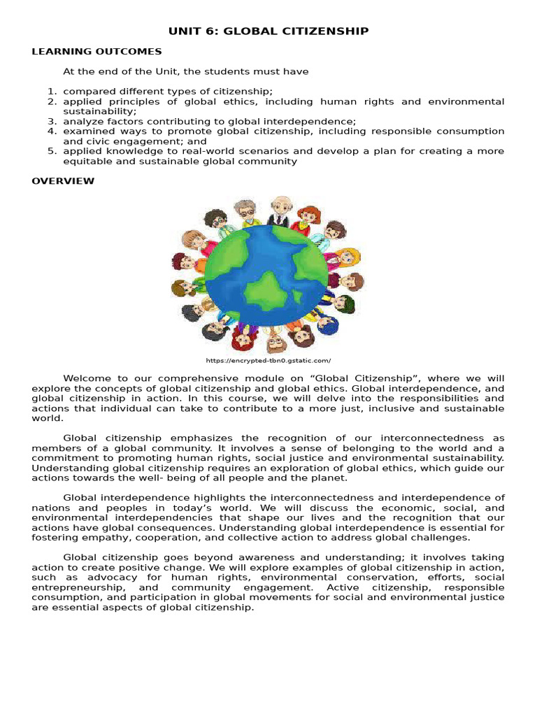 Global Citizenship: Principles and Actions | PDF | Sustainability ...