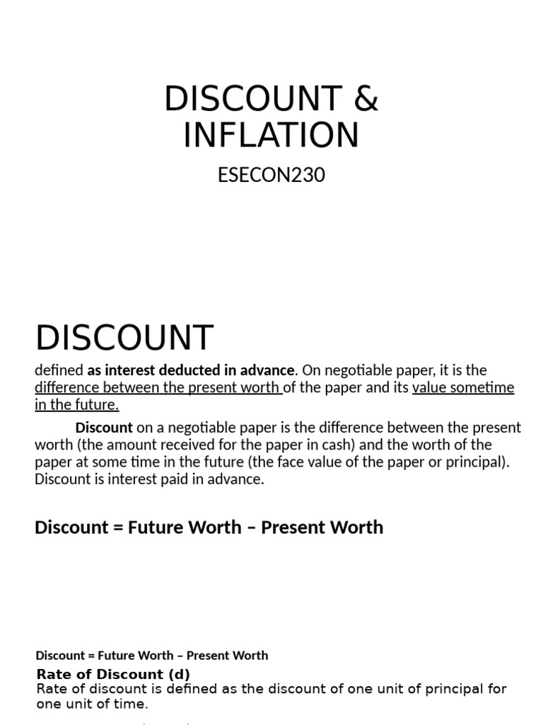 Lecture 4 - Discount and Inflation | PDF