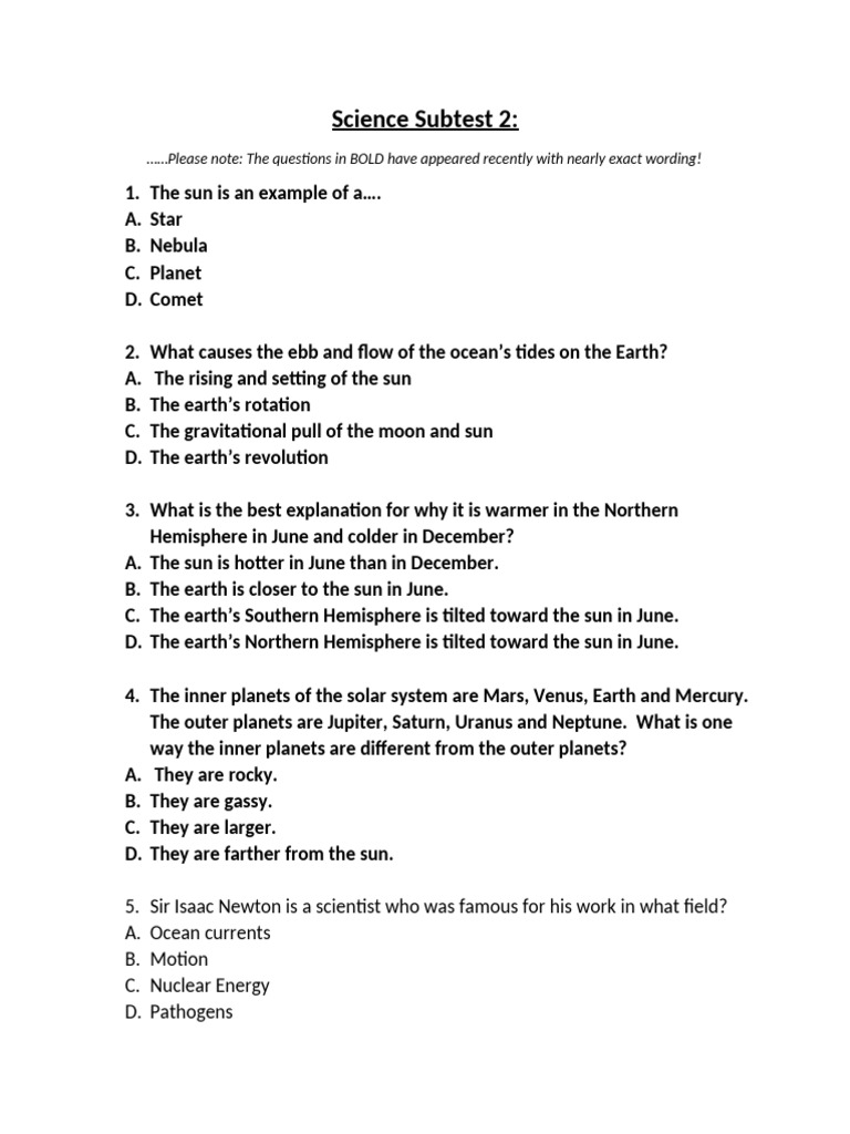 Science Subtest 2 | PDF