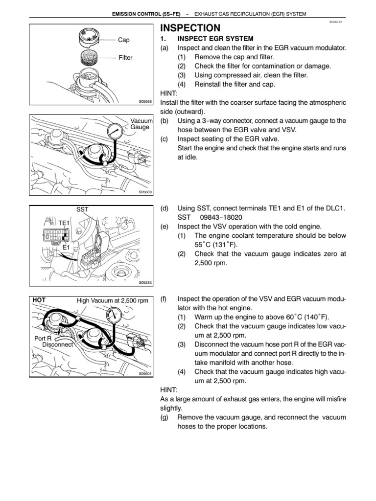 Inspection: 1. Inspect Egr System | PDF | Engines | Vehicle Parts