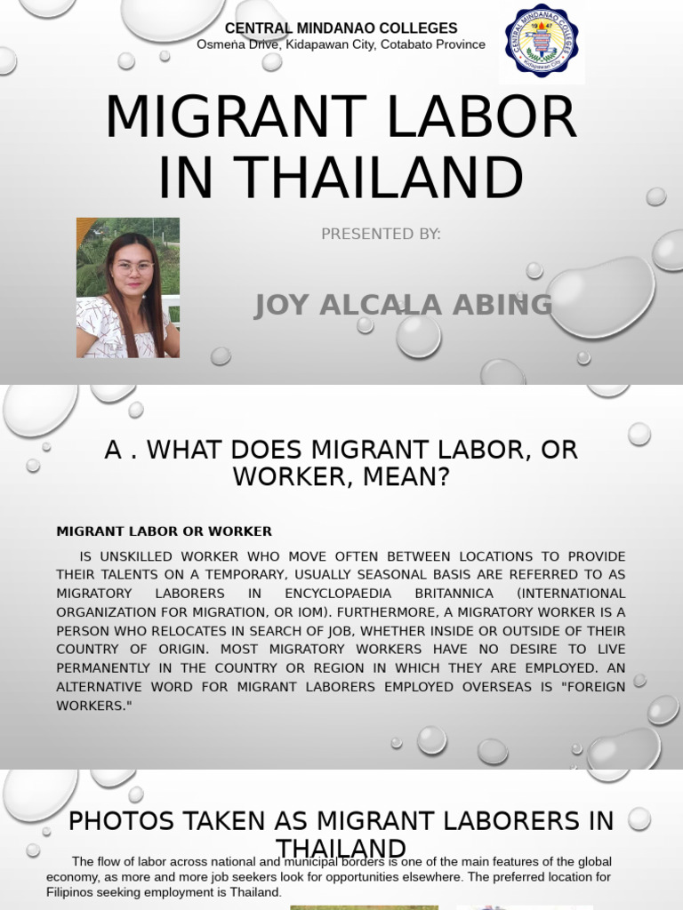 Abing Joy Migrant Labor in Thailand | PDF