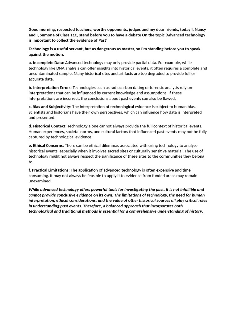 Advanced Technology.... Debate | PDF