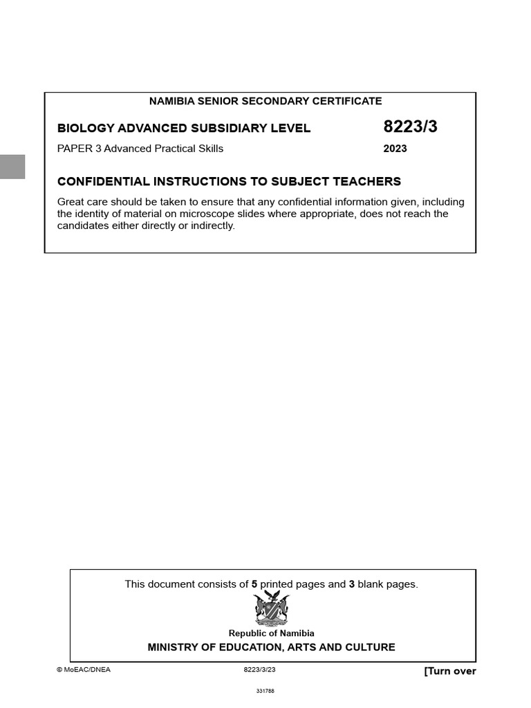 AS - Biology Paper 3 Teachers Instructions 8223-3TI - First Proof 21.03 ...