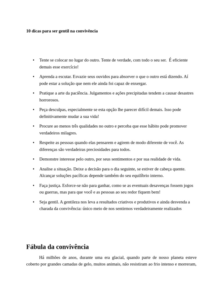 10 Dicas para Ser Gentil Na Convivência | PDF