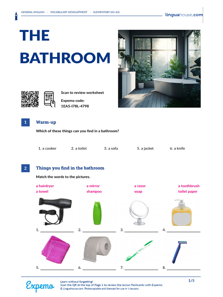 The Bathroom British English Student A1 A2 | PDF