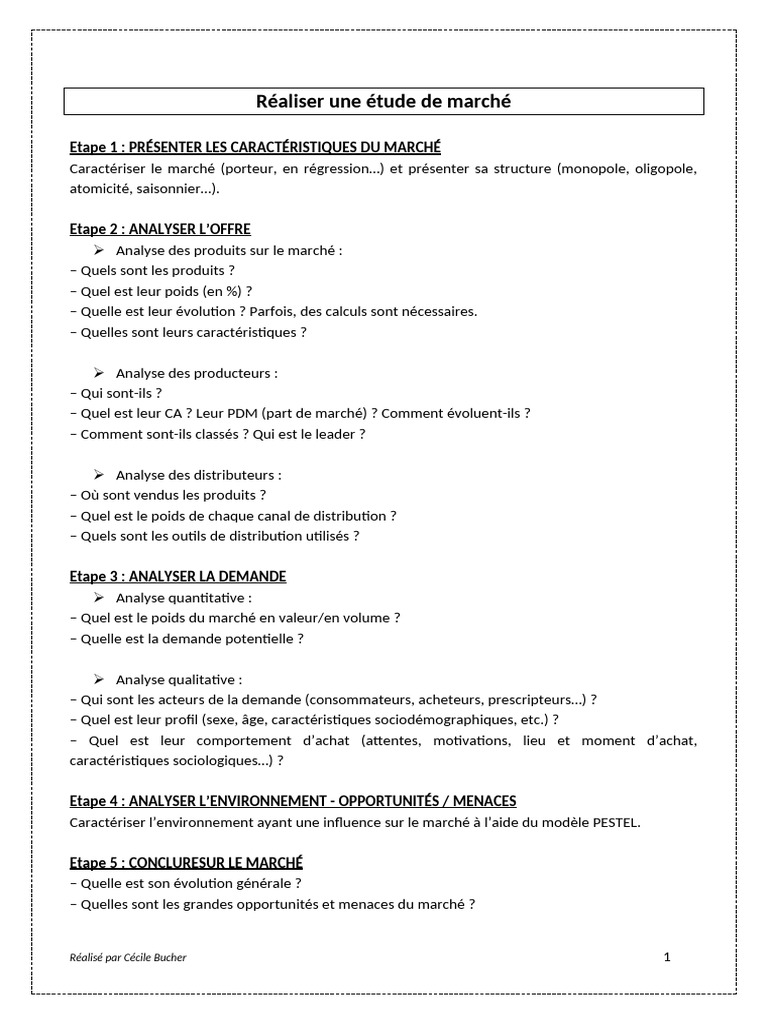 TD - Réaliser Une Étude de Marché | PDF