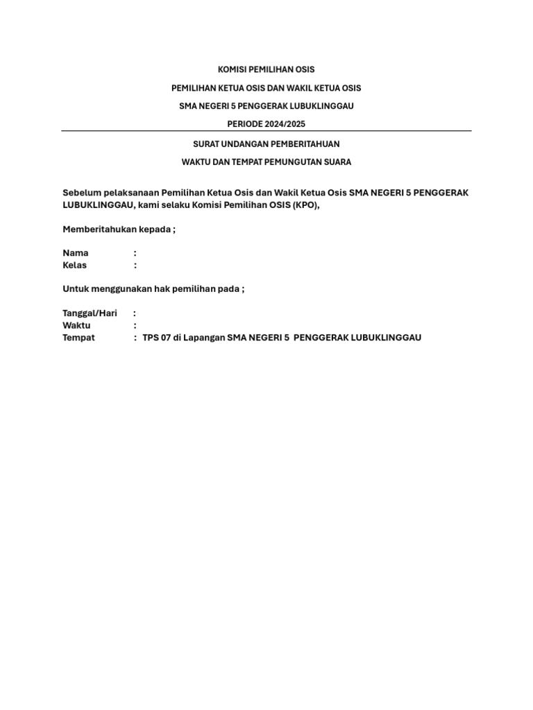 Undangan Pemilihan Tps 07 | PDF