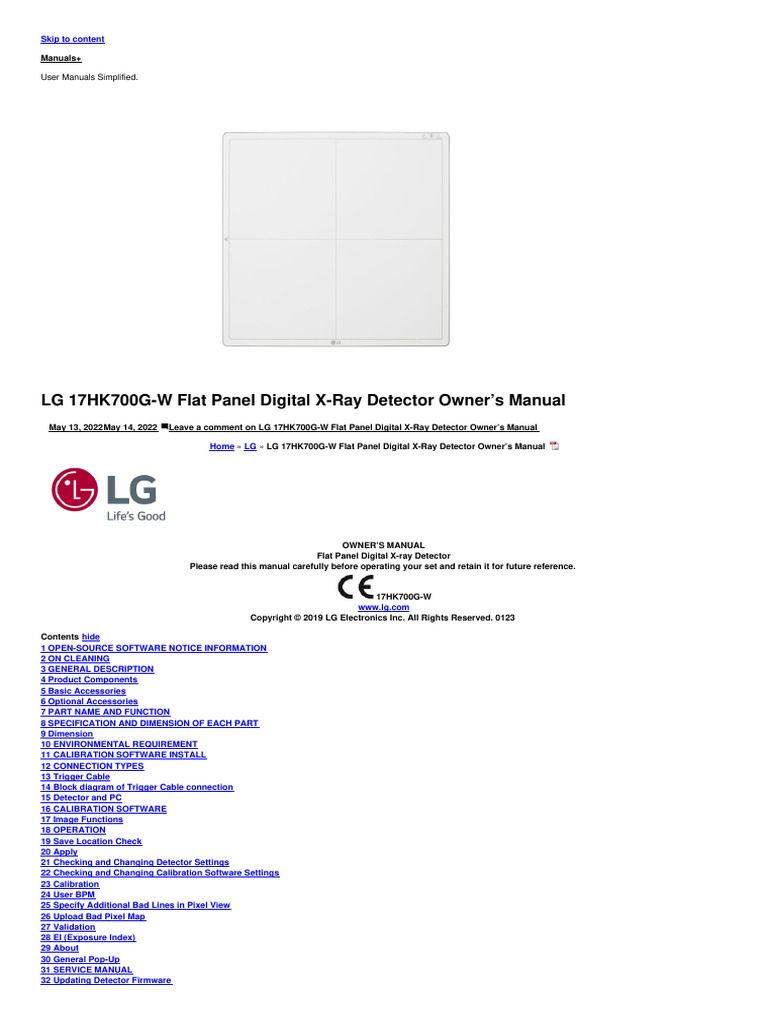 flat-panel-digital-x-ray-detector-manual LG | PDF