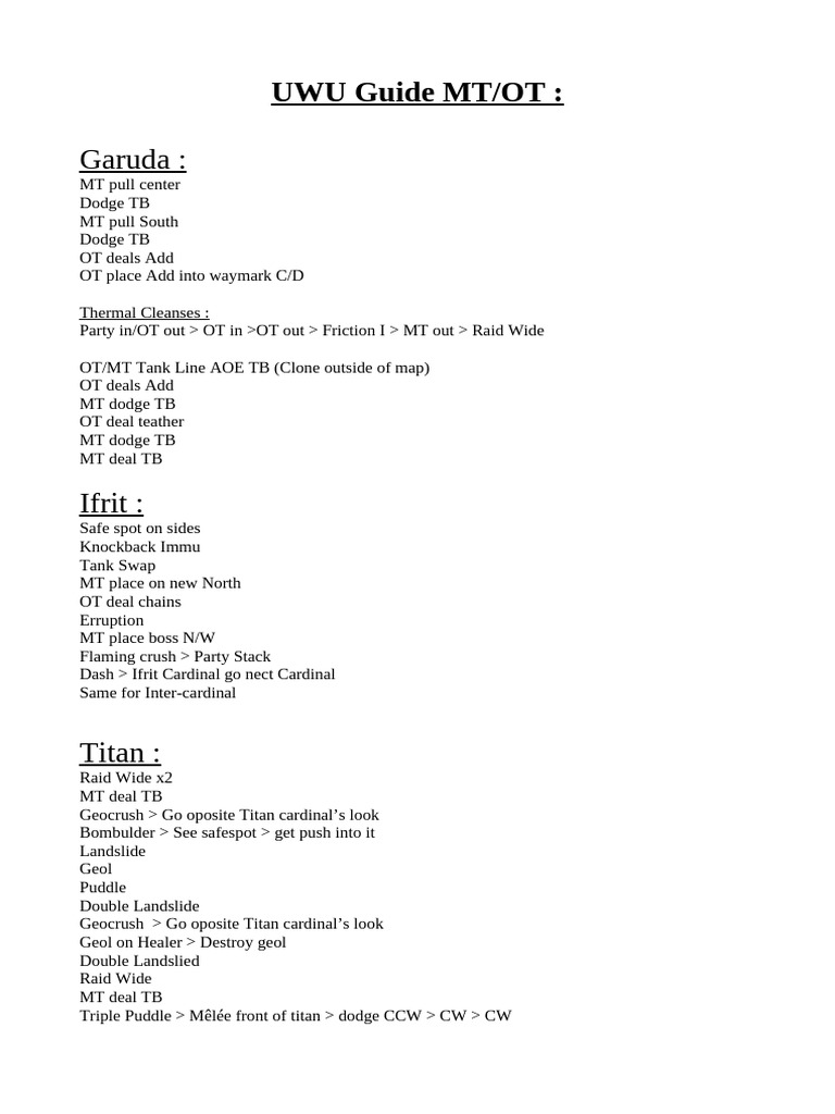Garuda:: UWU Guide MT/OT | PDF