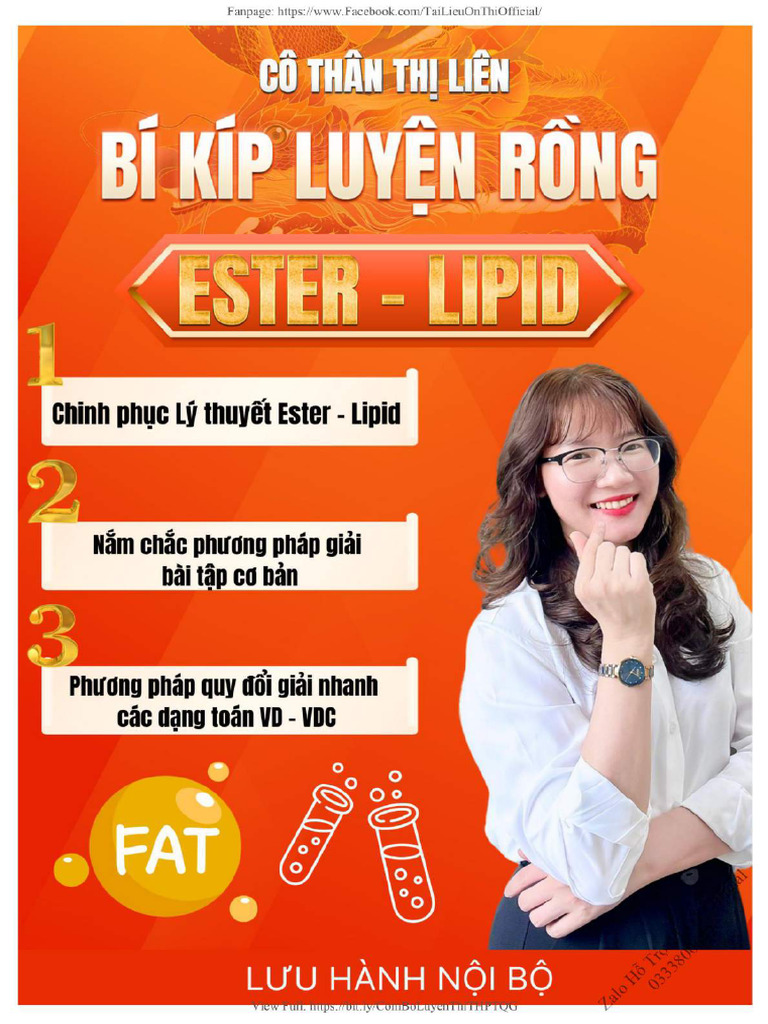 Tài Liệu Chương 1 - Ester Lipid Lớp Vip 12 2K7 Cô Liên | PDF