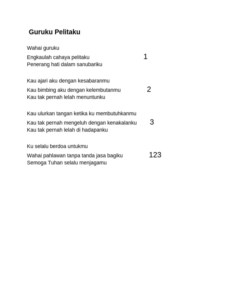 PUISI Guruku Pelitaku | PDF